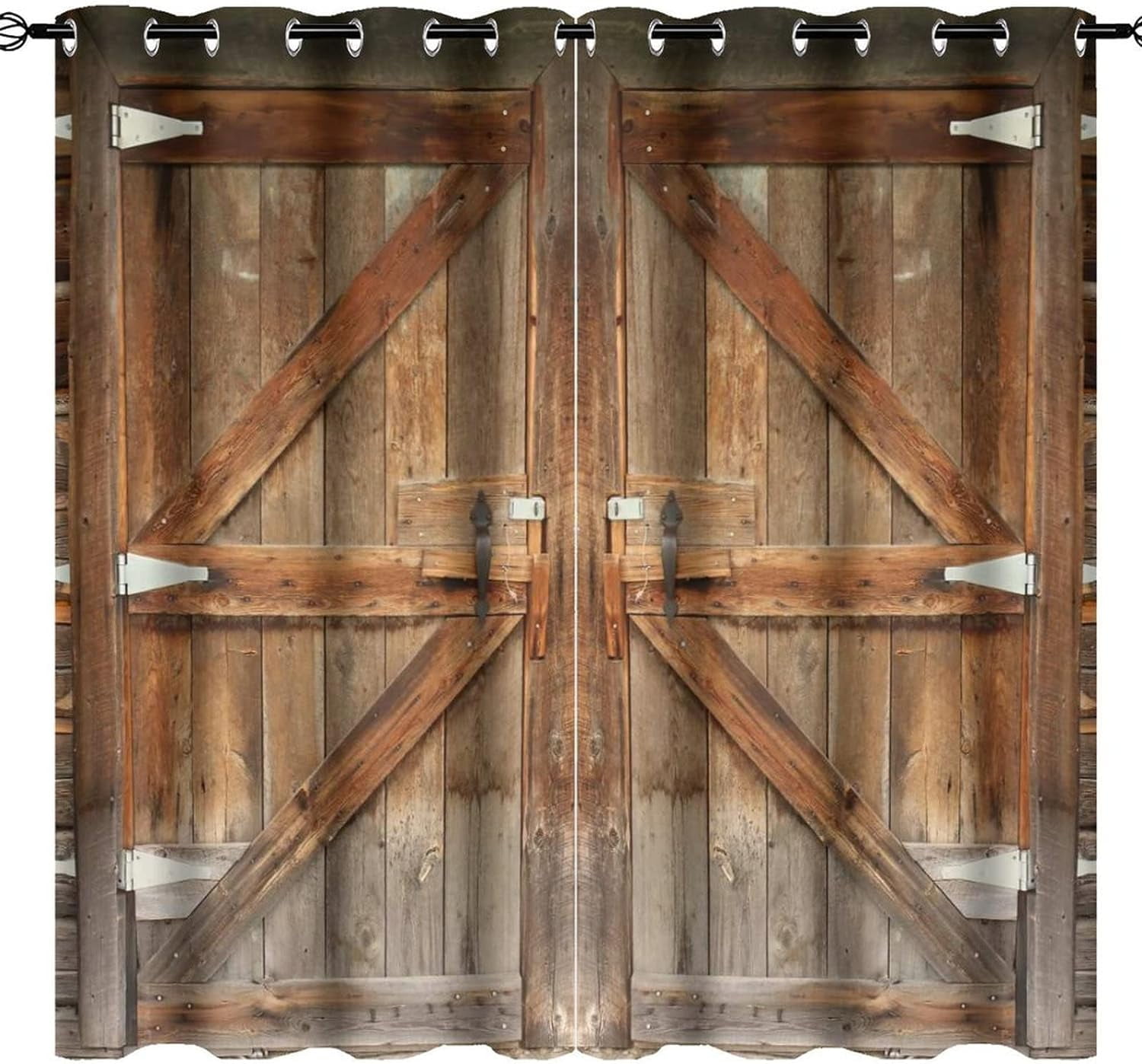 Rustic Wooden Blackout Curtains,Grommet Hermal Insulated Darkening ...