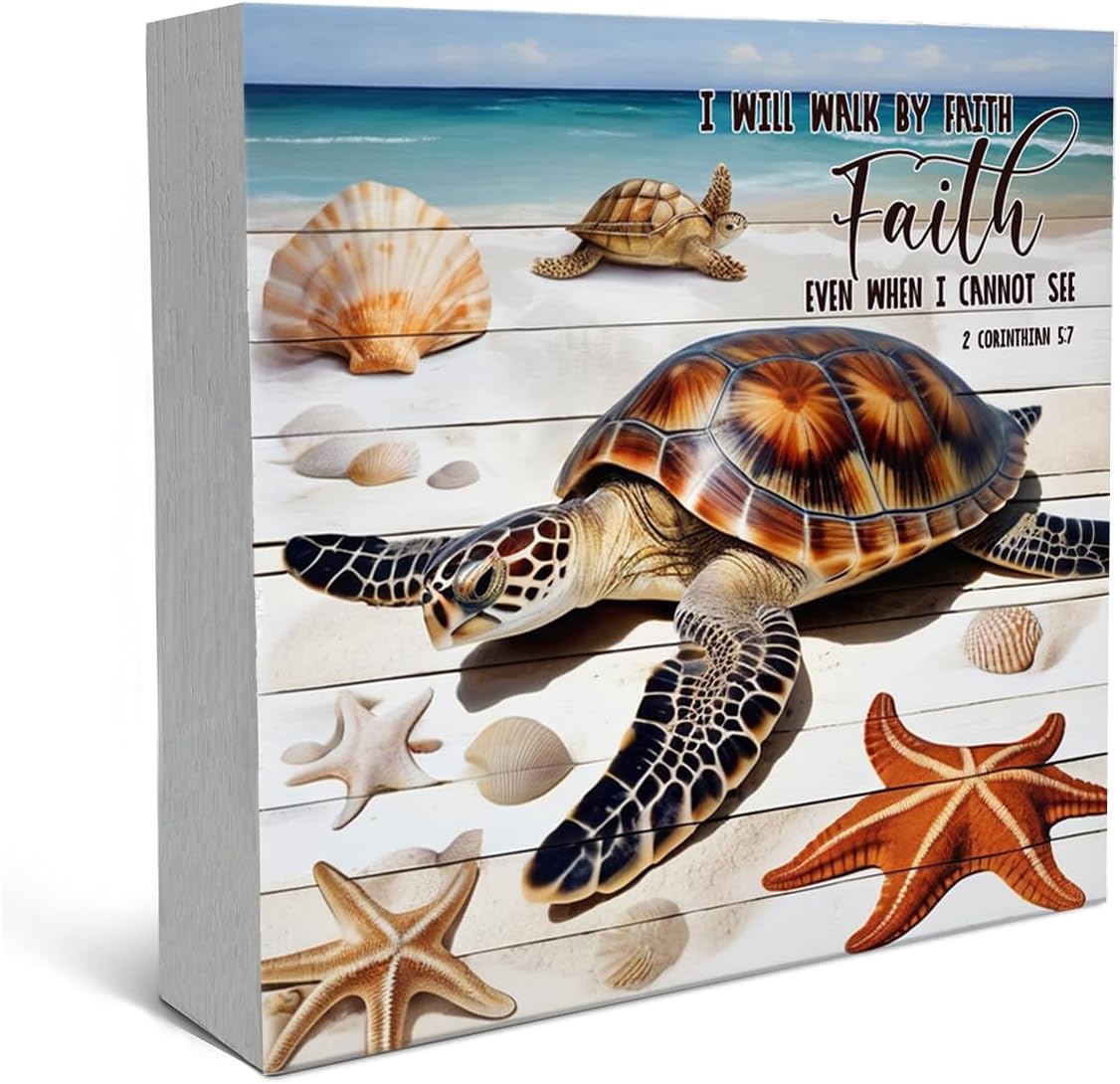 Rustic Wooden Box Sign Turtle Keep Moving Forward For Home Office Desk ...