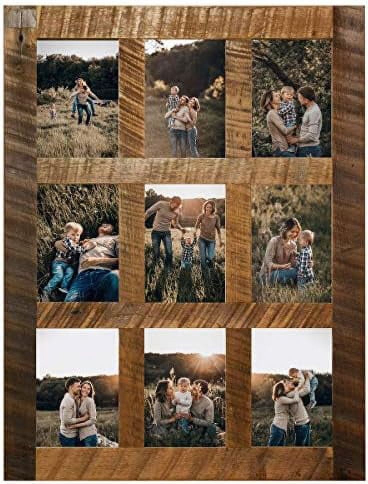 Rustic Wooden Collage Picture Frames – Multi Opening Frame for 5x7 ...
