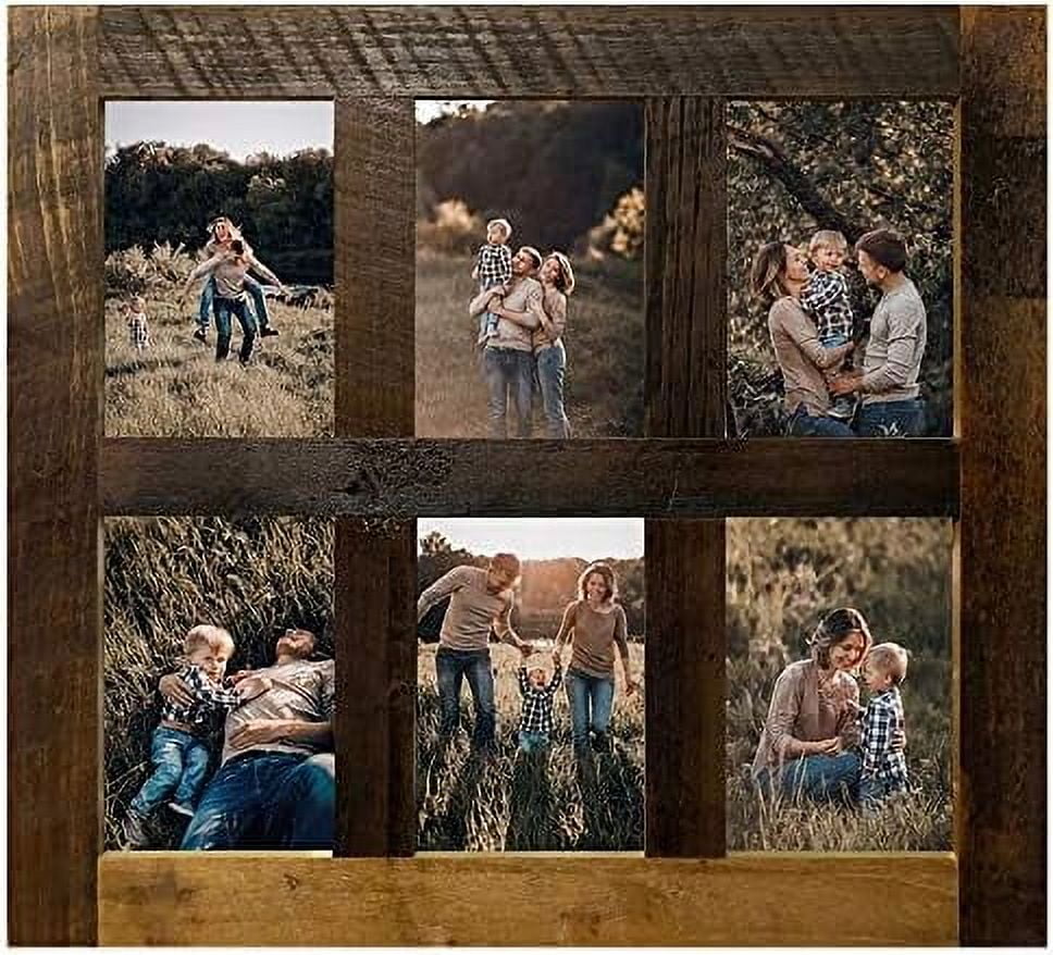 Rustic Wooden Collage Picture Frames – Multi Opening Frame for 5x7 ...