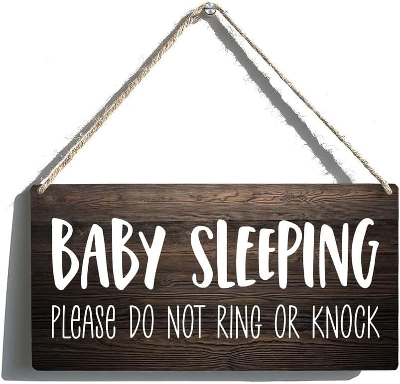 Rustic Wooden Door Hanging Wall Art Sign Baby Sleeping Please Do Not ...