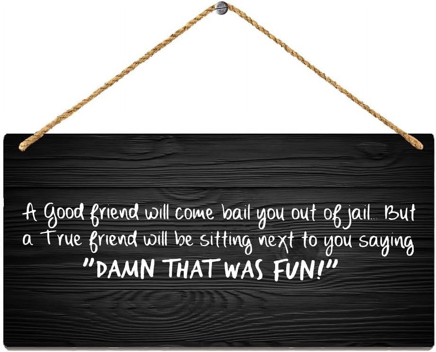 Rustic Wooden Door Hanging Wall Art Sign A Good Friend Will Come Bail ...