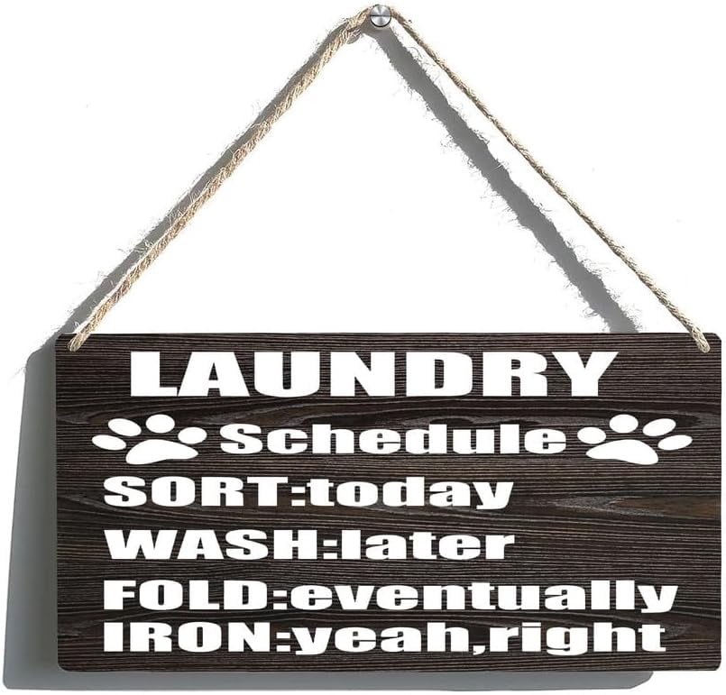 Rustic Wooden Door Hanging Wall Art Sign Laundry Schedule Wooden Sign ...