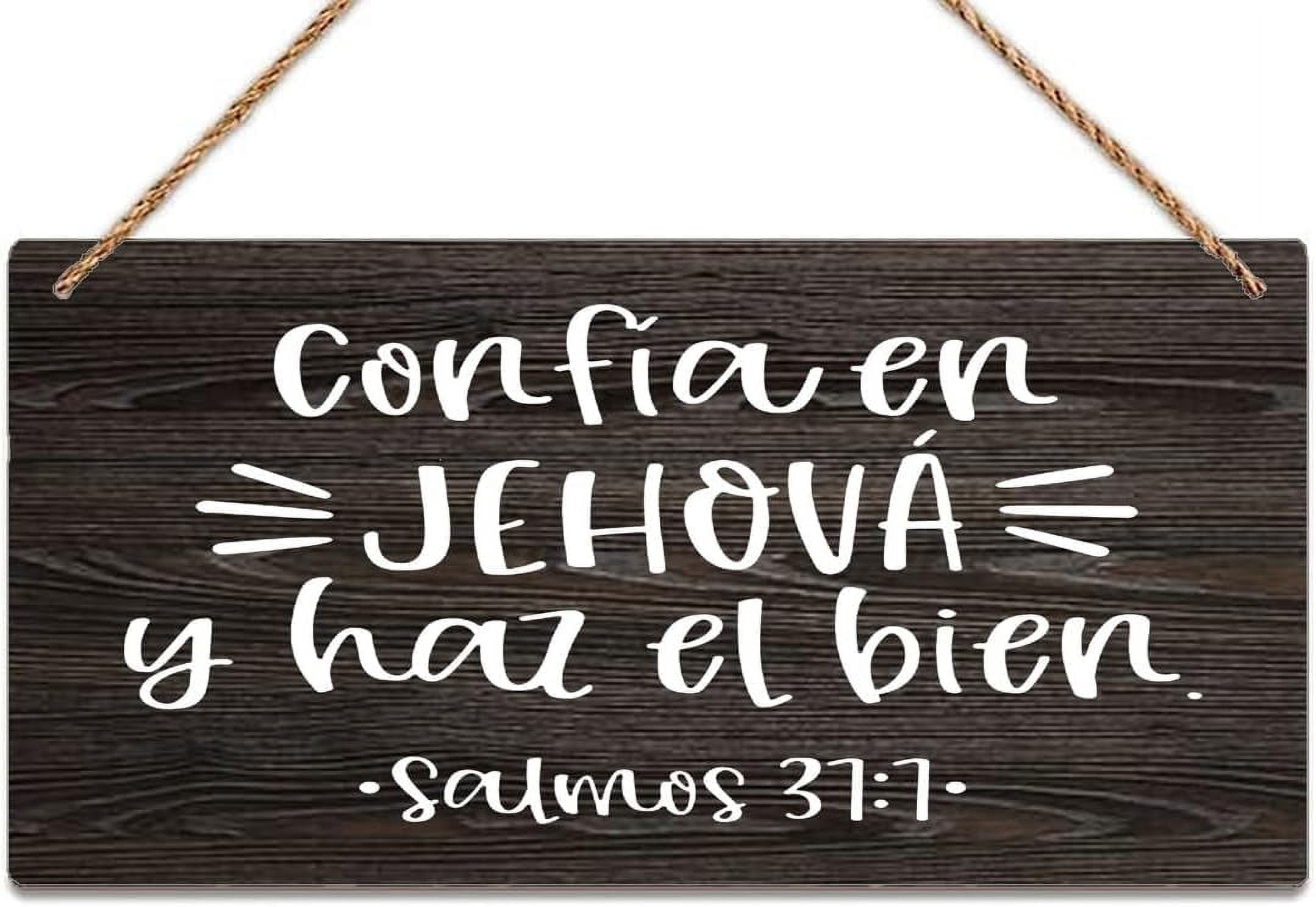 Rustic Wooden Door Hanging Wall Art Sign Spanish Sign Bible Verse ...