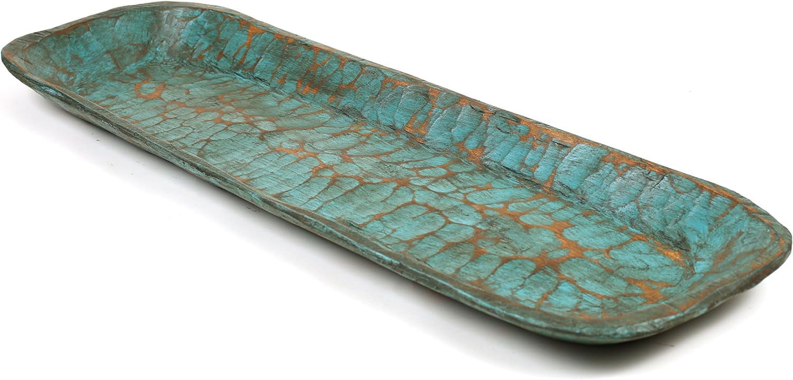 Rustic Wooden Dough Bowl-Batea-Extra Long-Turquoise - Walmart.com