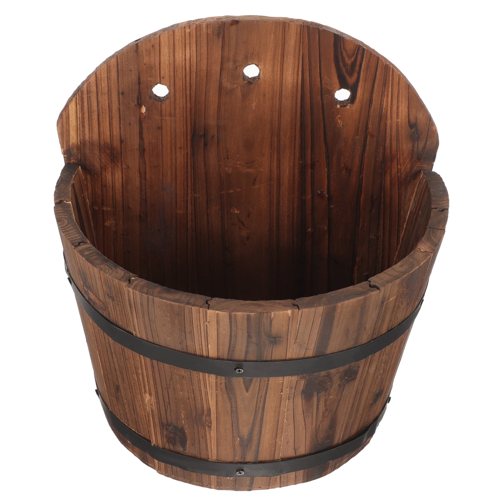 Rustic Wooden Flower Pot Wall Mount Flower Holder Plant Stand Retro ...