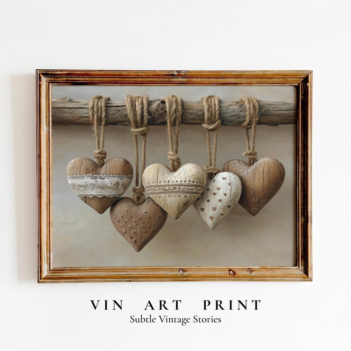 Rustic Wooden Heart Wall Art Farmhouse Valentine Decor, Unframed Canvas ...