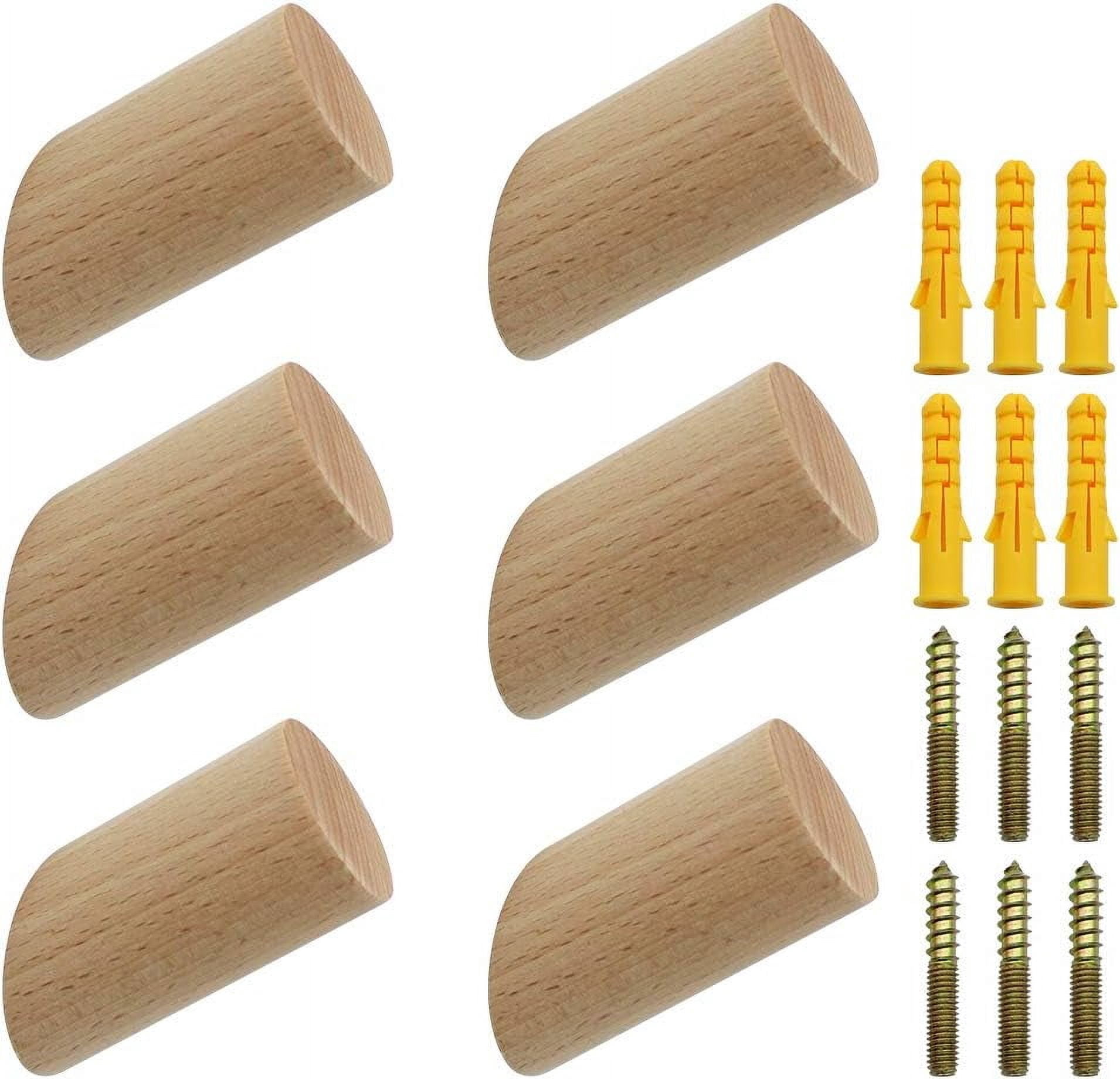 Rustic Wooden Hooks, Natural Wood Oil Finish, Wall-Mounted Hardware for ...