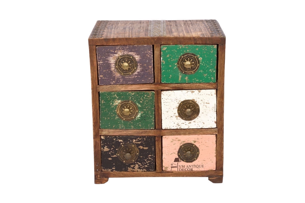 Rustic Wooden Multi-Drawer Chest with Distressed Finish - Walmart.com