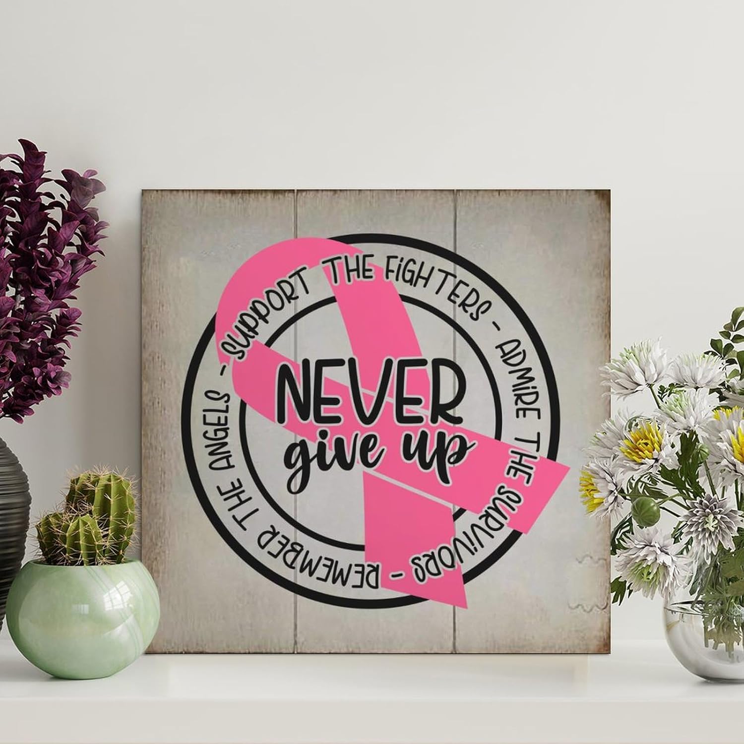 Rustic Wooden Pallet Sign Cancer Support Never Give Up Support The ...