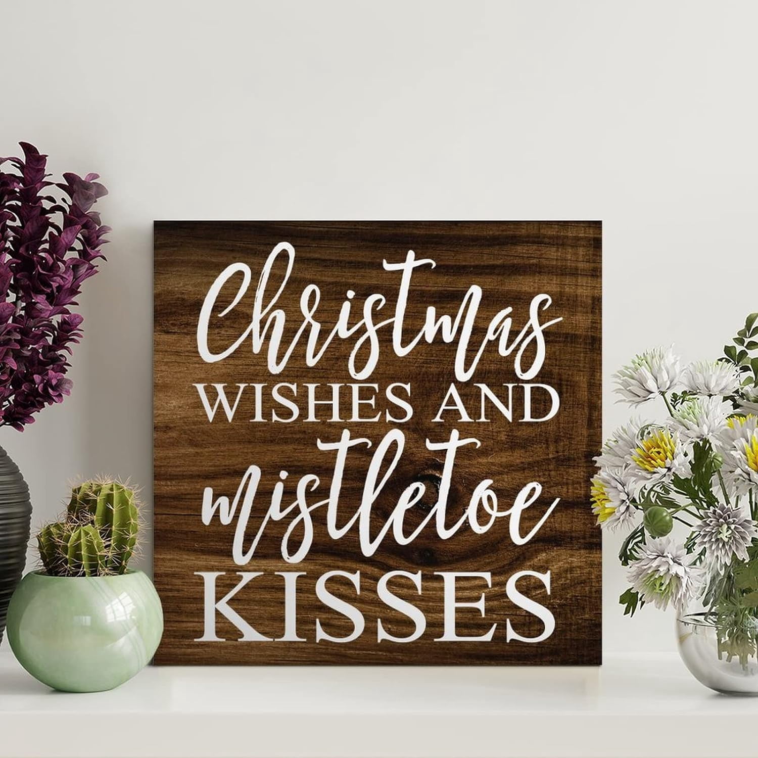 Rustic Wooden Pallet Sign Christmas Wishes And Mistletoe Kisses Wood ...