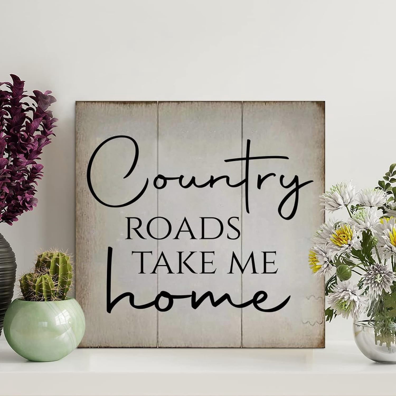 Rustic Wooden Pallet Sign Country Roads Take Me Home Wall Sign With ...