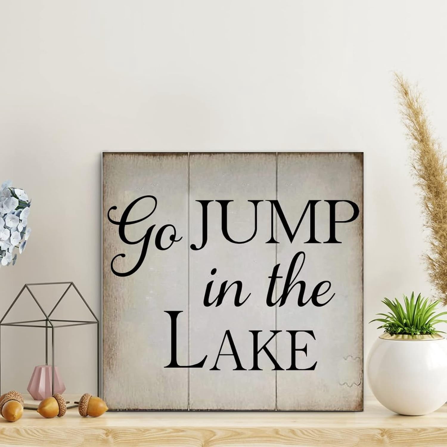 Rustic Wooden Pallet Sign Go Jump In The Lake Wood Signs With Quotes ...