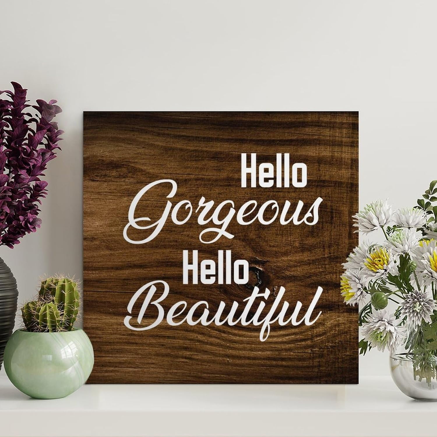 Rustic Wooden Pallet Sign Hello Gorgeous Hello Beautiful Wood Signs ...