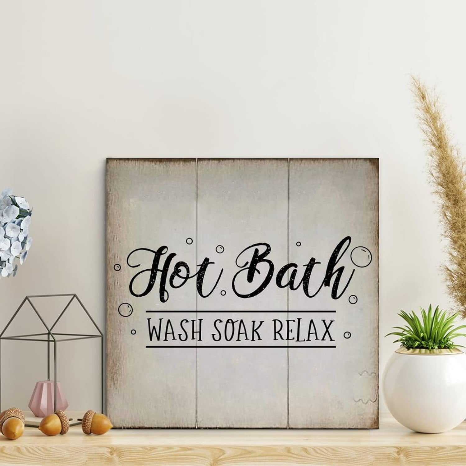 Rustic Wooden Pallet Sign Hot Bath Wash Soak Relax Wall Sign With ...