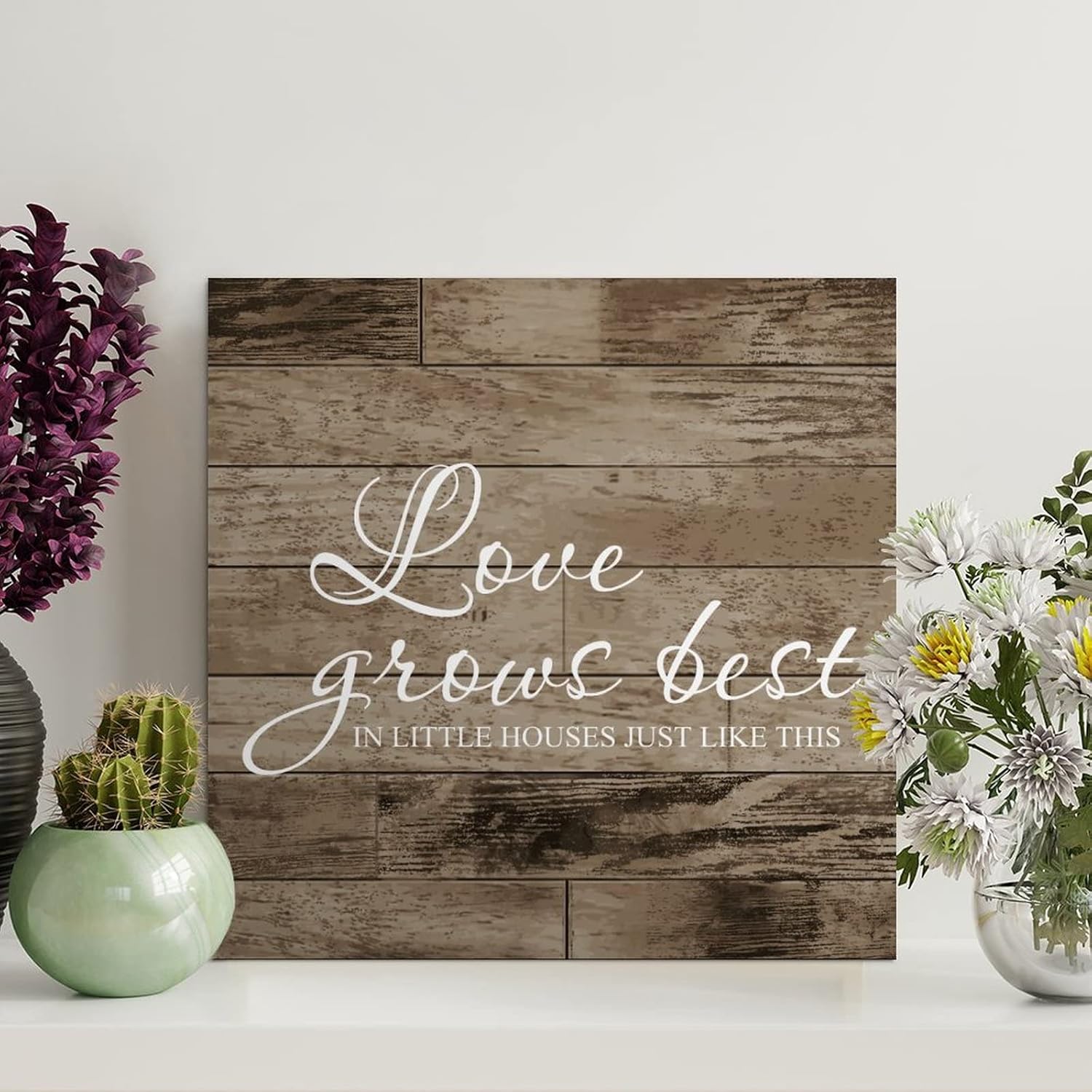 Rustic Wooden Pallet Sign Love Grows Best In Little Houses Just Like ...