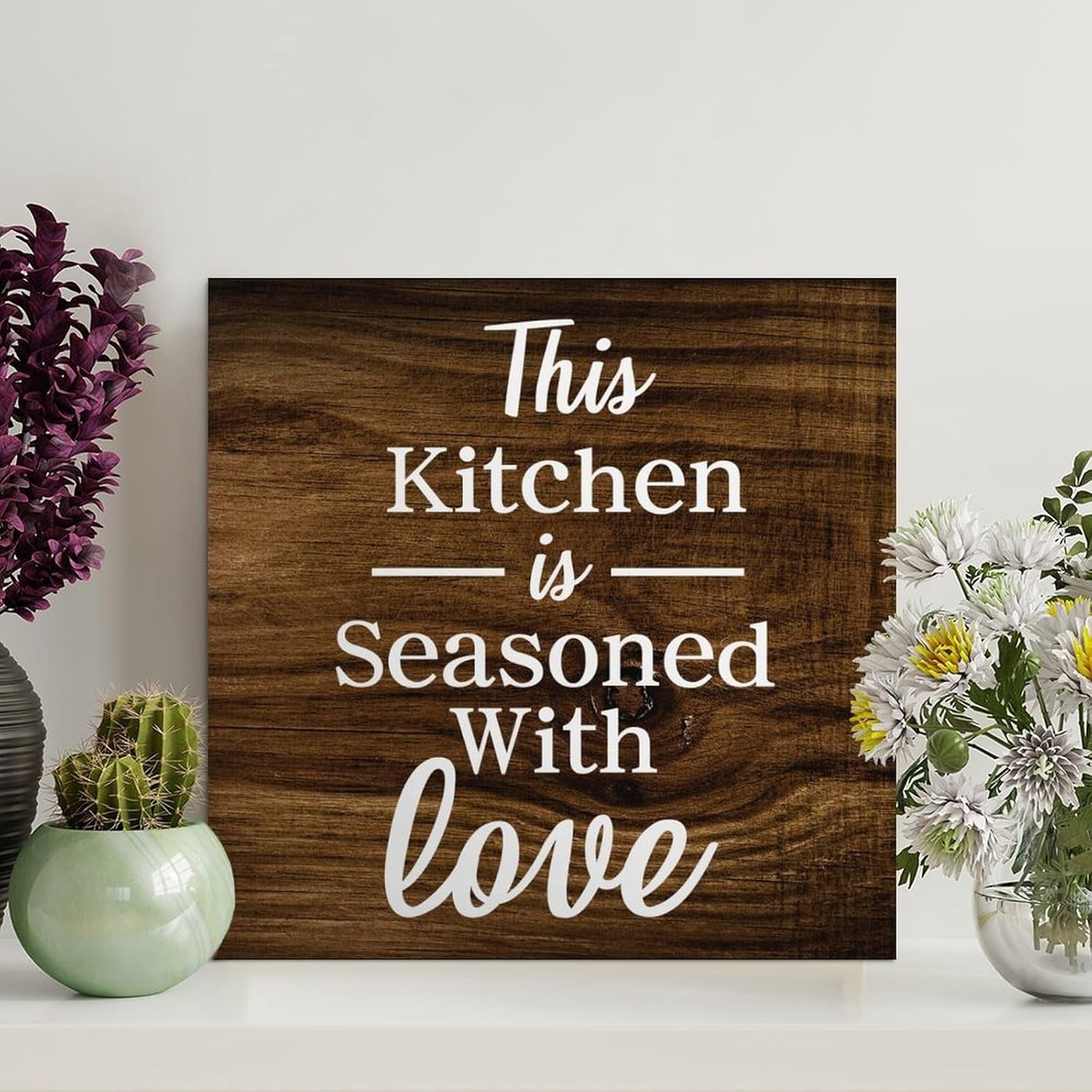 Rustic Wooden Pallet Sign With Quote This Kitchen Is Seasoned With Love ...