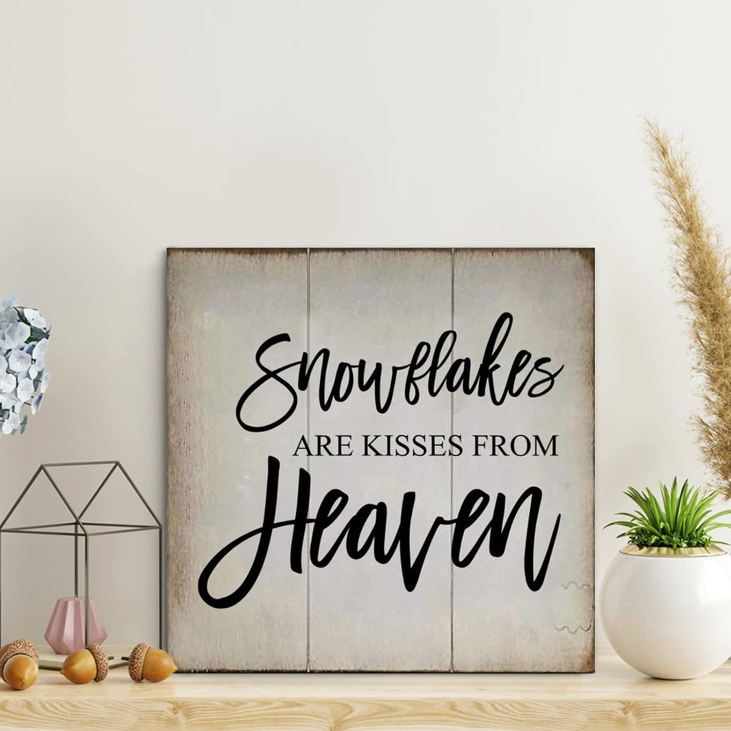 Rustic Wooden Pallet Sign Snowflakes Are Kisses From Heaven Wood Signs ...