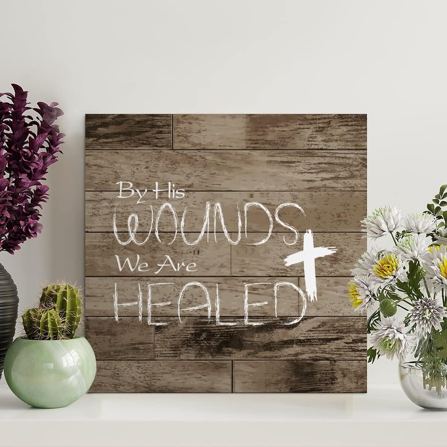Rustic Wooden Pallet Sign By His Wounds We Are Healed Wood Signs Family ...