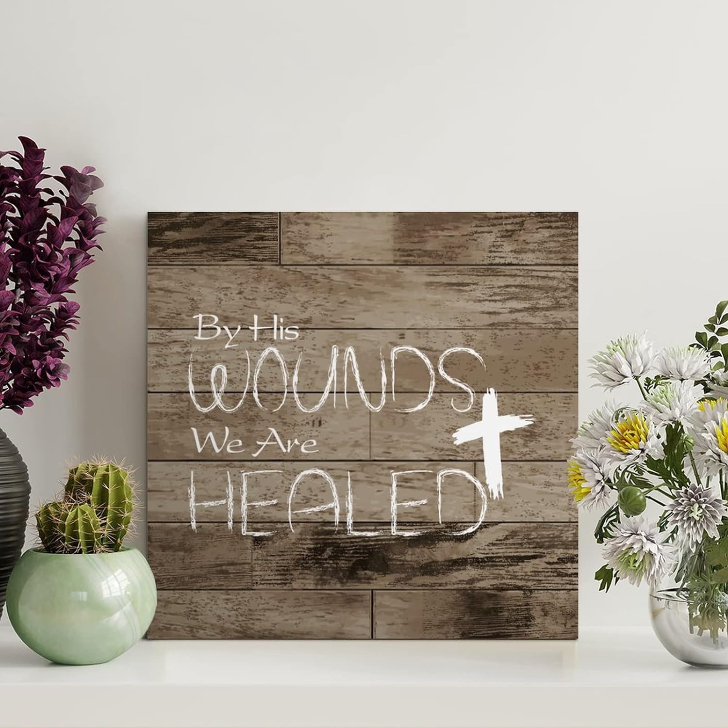 Rustic Wooden Pallet Sign By His Wounds We Are Healed Wood Signs ...