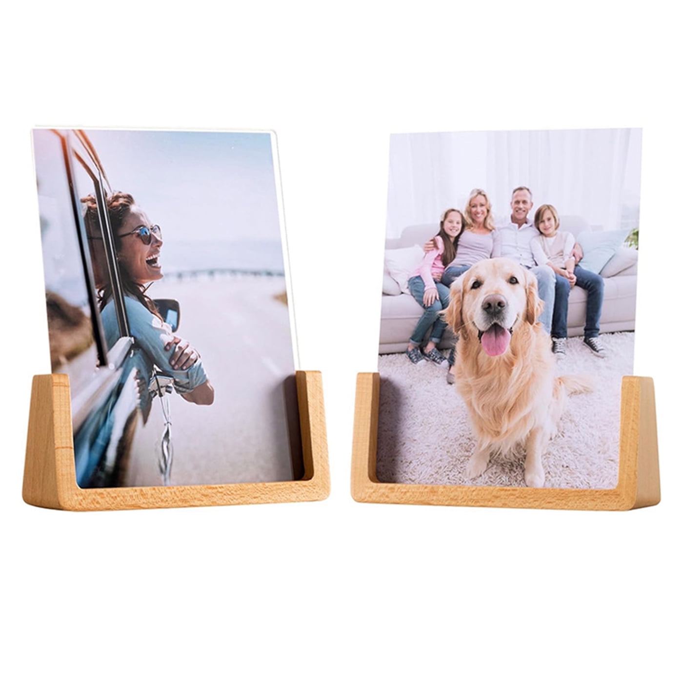 Rustic Wooden Photo Frames, 2 Pack, Beech Wood Base, Acrylic Glass ...