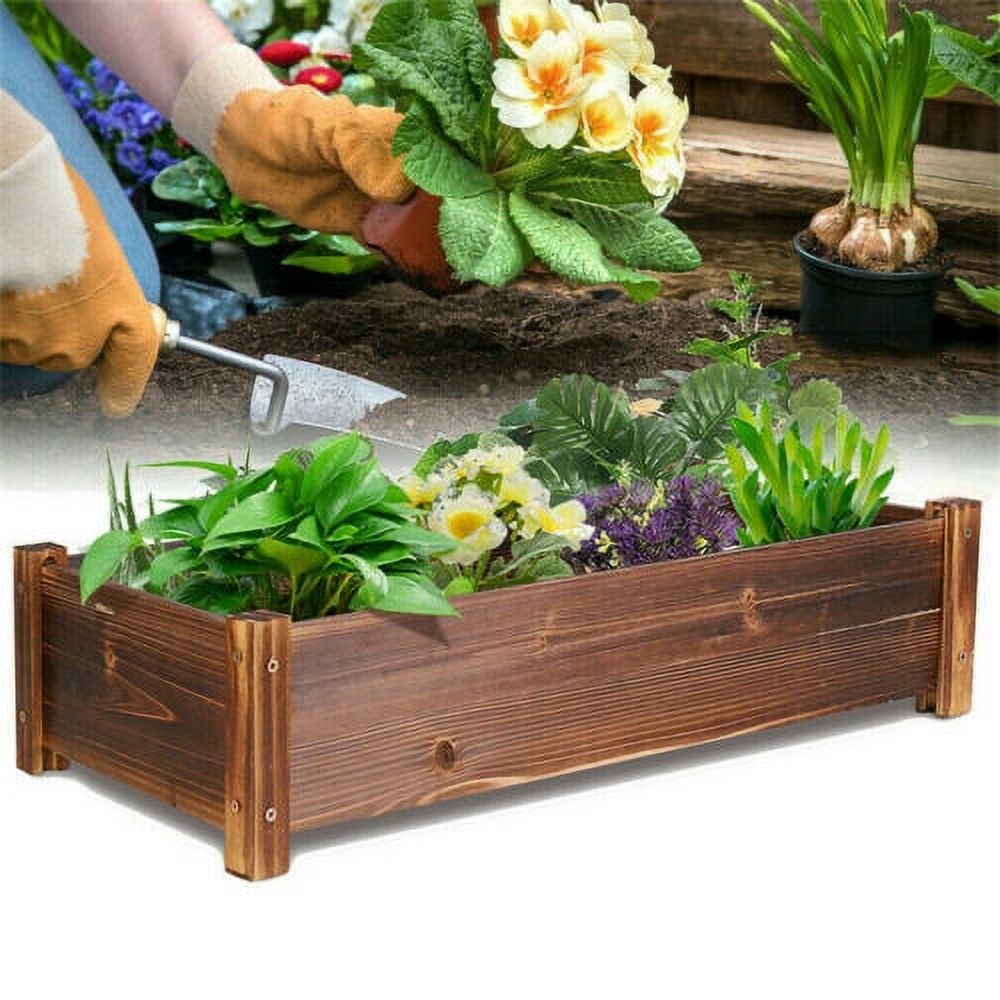 Rustic Wooden Planters Garden Outdoor Flower Plant Grow Trough ...
