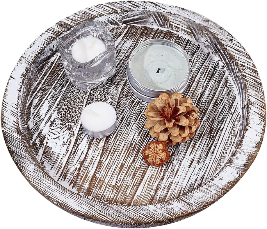 Rustic Wooden Serving Tray Wood Jewelry Plate Decorative Coffee Table ...