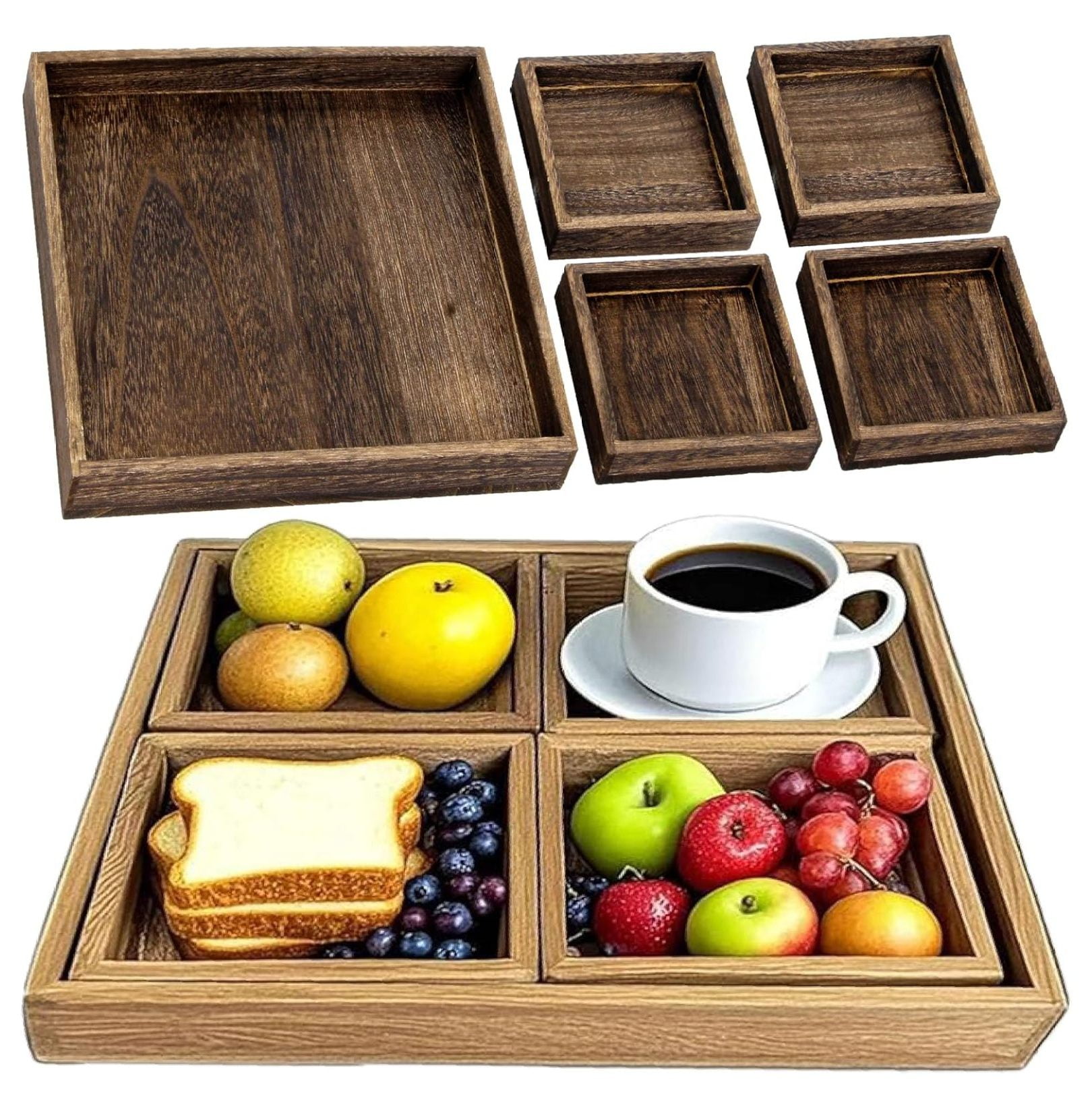 Rustic Wooden Serving Trays with Handle, Serving Platters, Charcuterie ...