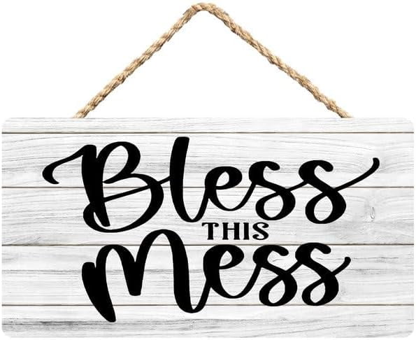 Rustic Wooden Sign Decor - Bless This Mess - Wood Plaque Home & Office ...