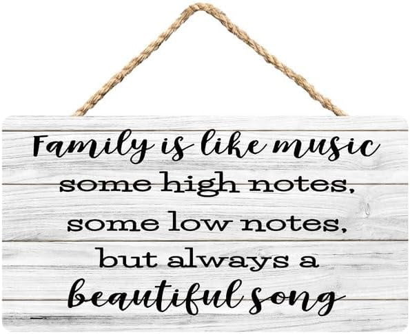 Rustic Wooden Sign Decor - Family Is Like Music Some High Notes, Some ...