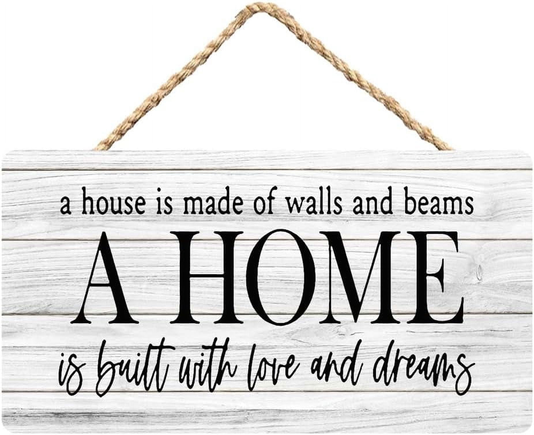 Rustic Wooden Sign Decor - A House Is Made Of Walls And Beams A Home Is ...
