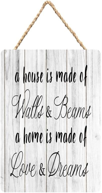 Rustic Wooden Sign Decor - A House Is Made Of Walls & Beams A Home Is ...