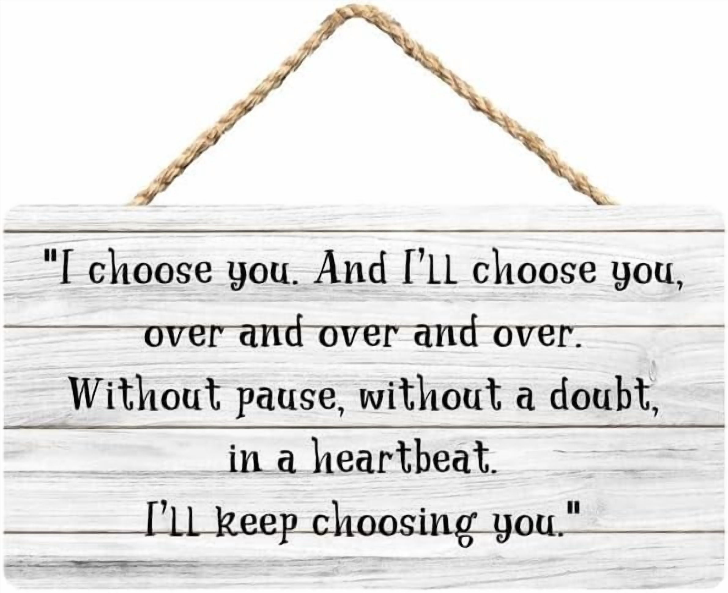 Rustic Wooden Sign Decor - I Choose You - Wood Plaque Home & Office ...