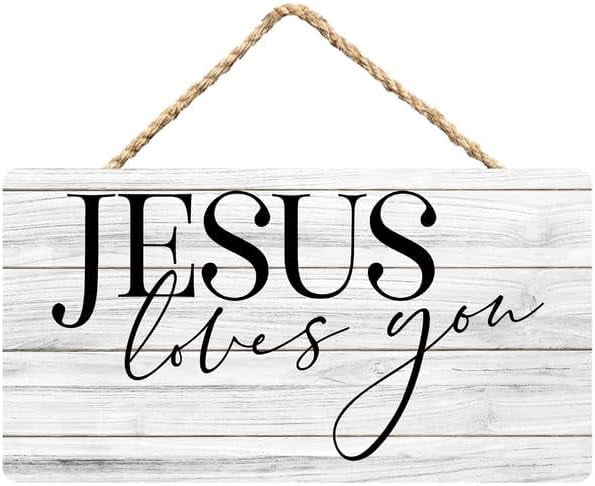 Rustic Wooden Sign Decor - Jesus Loves You - Wood Plaque Home & Office ...