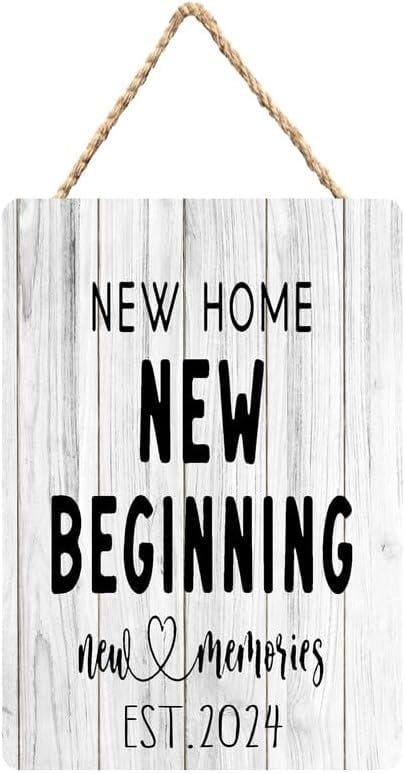 Rustic Wooden Sign Decor - New Home New Beginning New Memories - Wood Plaque Home & Office ...