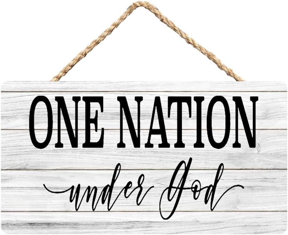 Rustic Wooden Sign Decor - One Nation Under God - Wood Plaque Home ...
