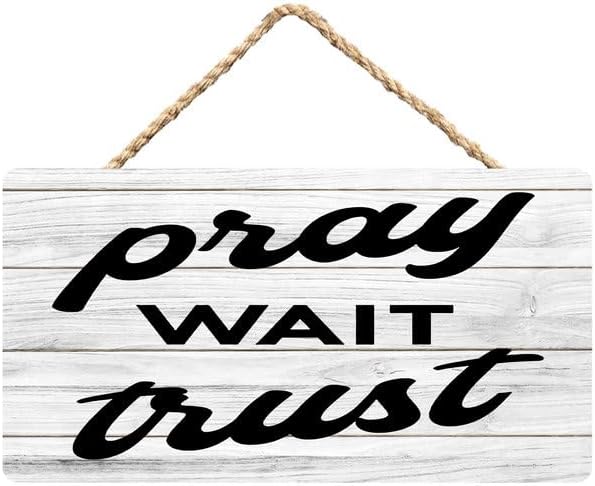 Rustic Wooden Sign Decor - Pray Wait Trust 1 - Wood Plaque Home ...
