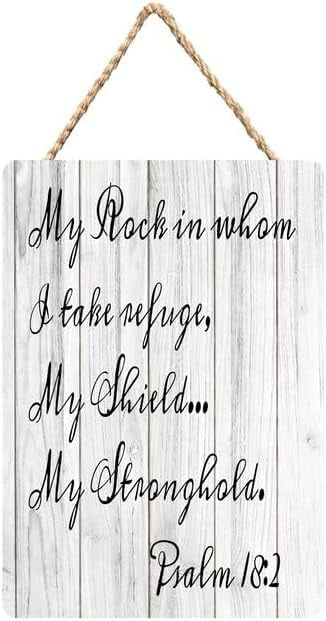 Rustic Wooden Sign Decor - Psalm 182 Bible Verse Sign My Rock - Wood ...