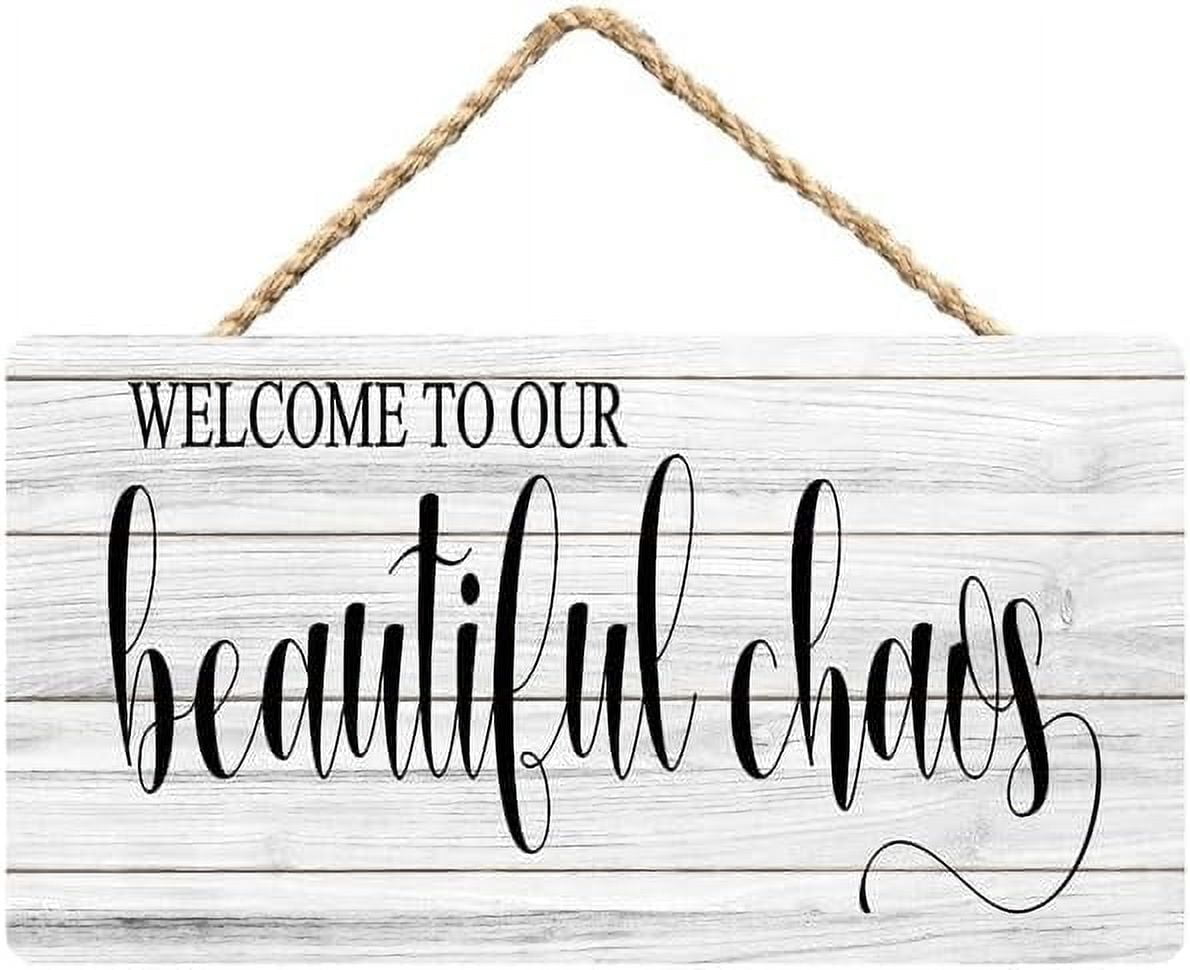 Rustic Wooden Sign Decor - Welcome To Our Beautiful Chaos - Wood Plaque Home & Office ...