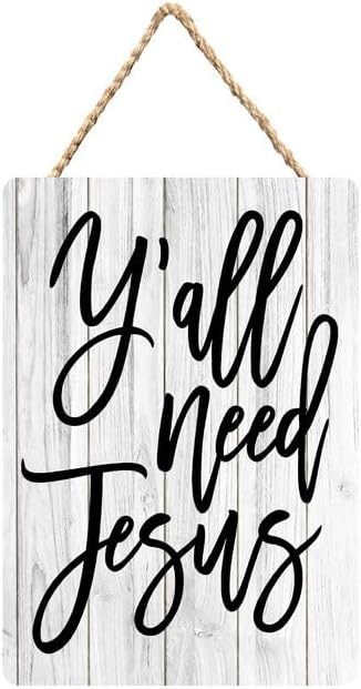 Rustic Wooden Sign Decor - Y'All Need Jesus - Wood Plaque Home & Office ...