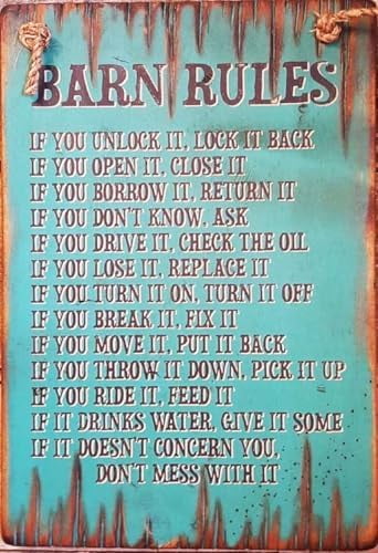 Rustic Wooden Signs Barn Rules Rustic Western Antiqued Plaque Wooden ...