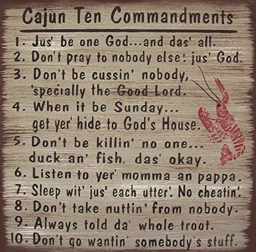 Rustic Wooden Signs Cajun 10 Commandments Primitive Rustic Country Wood ...