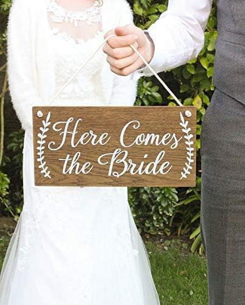 Rustic Wooden Signs Here Comes The Bride Sign Wooden Wedding Signs ...