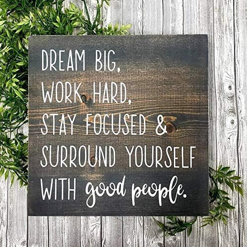 Rustic Wooden Signs Dream Big Work Hard | Colleg Dorm Room Sign Wall ...