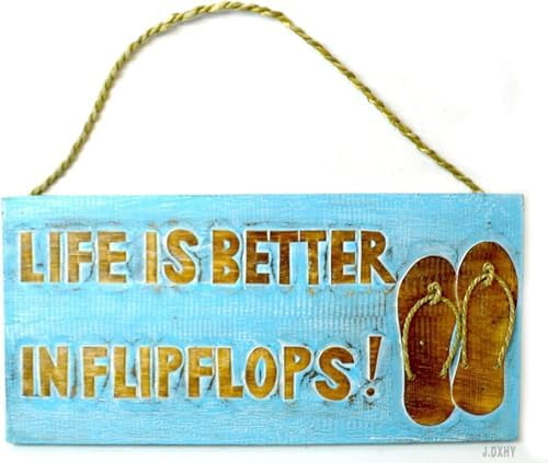 Rustic Wooden Signs Hand Carved FLIP FLOP "LIFE IS BETTER IN FLIP FLOPS ...