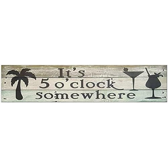 Rustic Wooden Signs Its 5 Oclock Somewhere Sign Wall Art Decor Kitchen ...