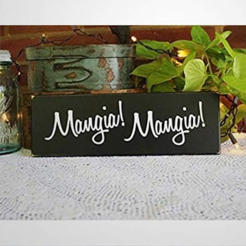 Rustic Wooden Signs Mangia Mangia Sign Painted Wood Primitive Italian ...