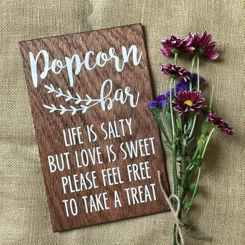 Rustic Wooden Signs Popcorn Bar Sign, Wedding, Party, Wooden Sign ...