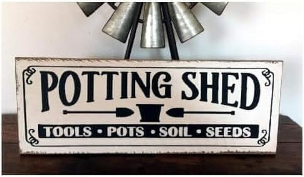 Rustic Wooden Signs Potting Shed Tools Pots Soil Seeds Sign Wall Art ...