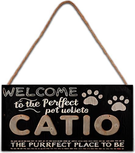 Rustic Wooden Signs Welcome to the Catio the Purrfect Place to Be Sign ...